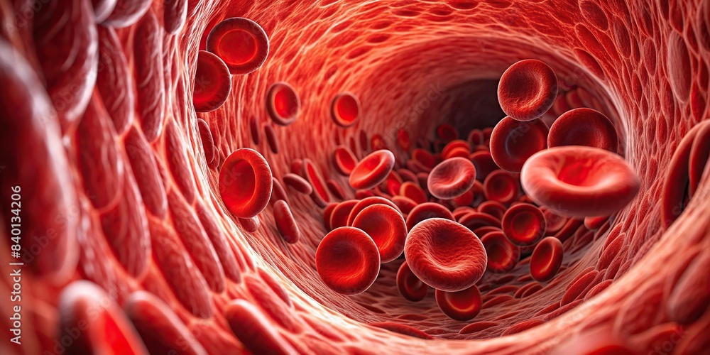 Red blood cells flowing through vein , anatomy, blood cells ...