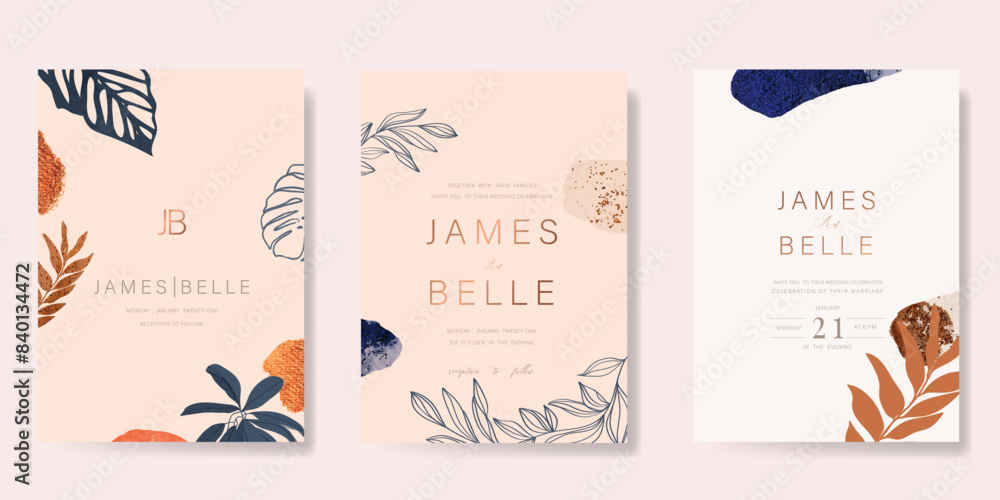 Luxury Wedding logo and Invitation set, invite thank you, rsvp modern ...