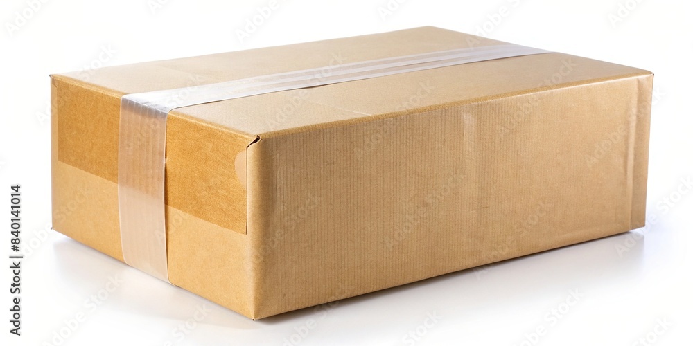 Closed cardboard box with adhesive isolated on white background ...