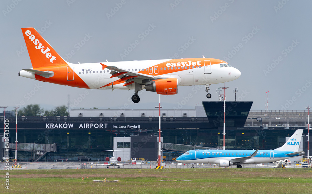 EasyJet Airbus A320 airplane landing at John Paul II International ...