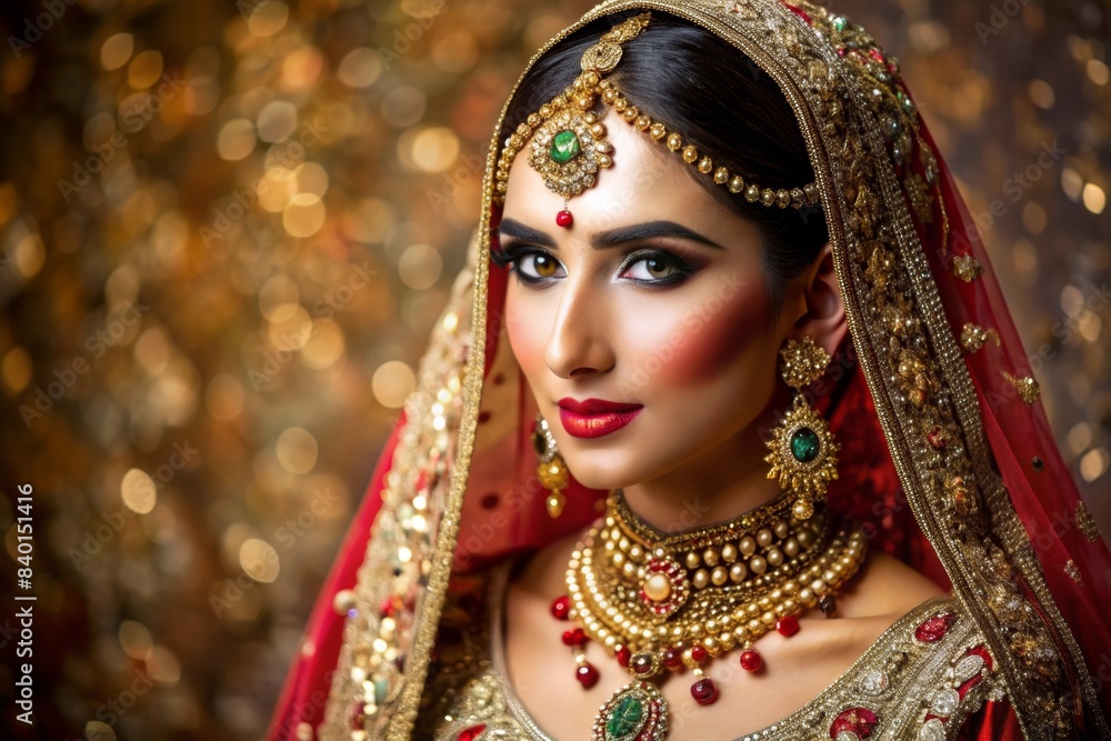 Beautiful Indian bride in traditional bridal attire with intricate ...