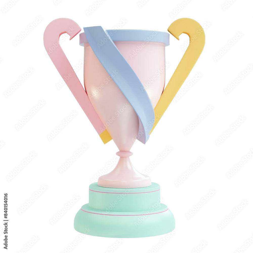 Pastel trophy with ribbon handles on transparent background clipart ...