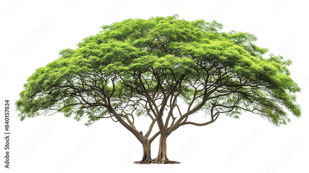 An elegant Rain Tree (Samanea saman) with its wide, umbrella-shaped ...