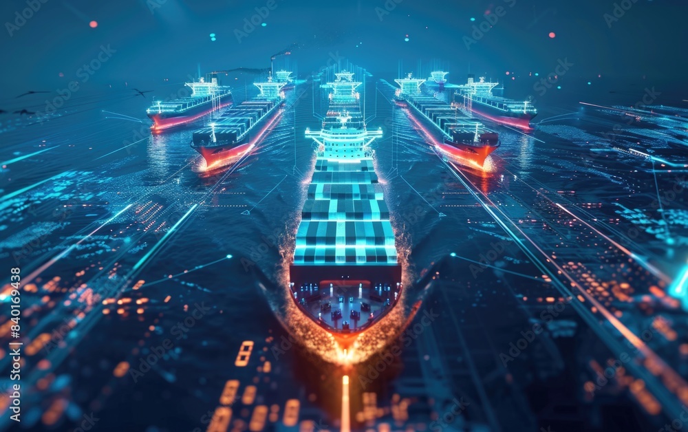 Futuristic Autonomous Cargo Ships Navigating Digital Seas with ...