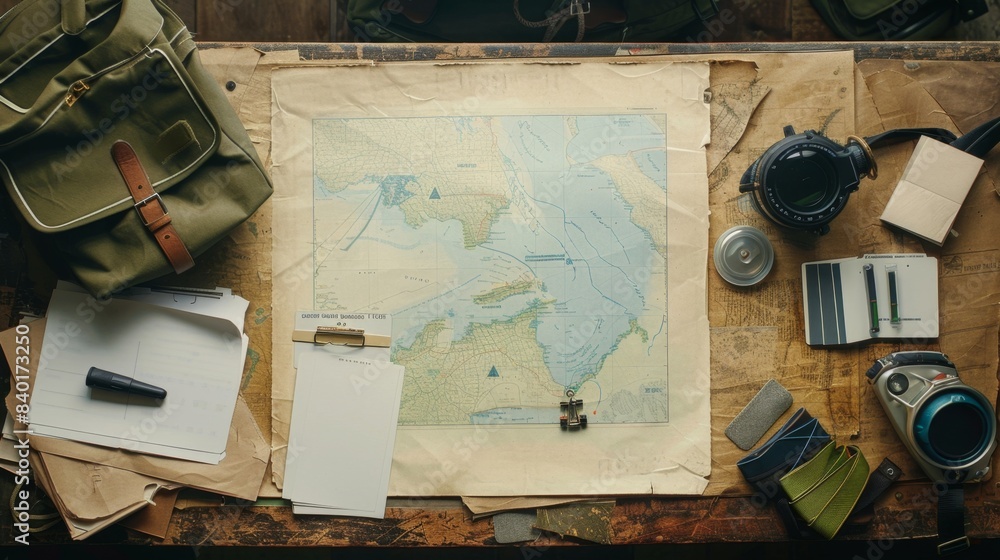 Wildlife Conservation Essentials Field Desk GPS Devices and Map of ...