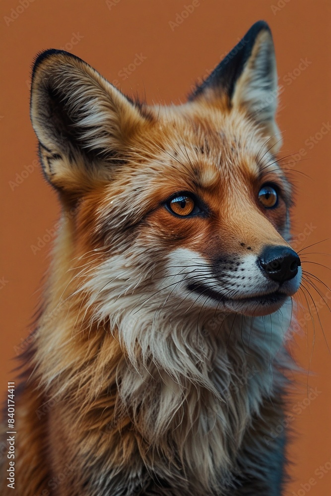 Fox Portrait: A Detailed and Colorful Illustration in Orange Style ...
