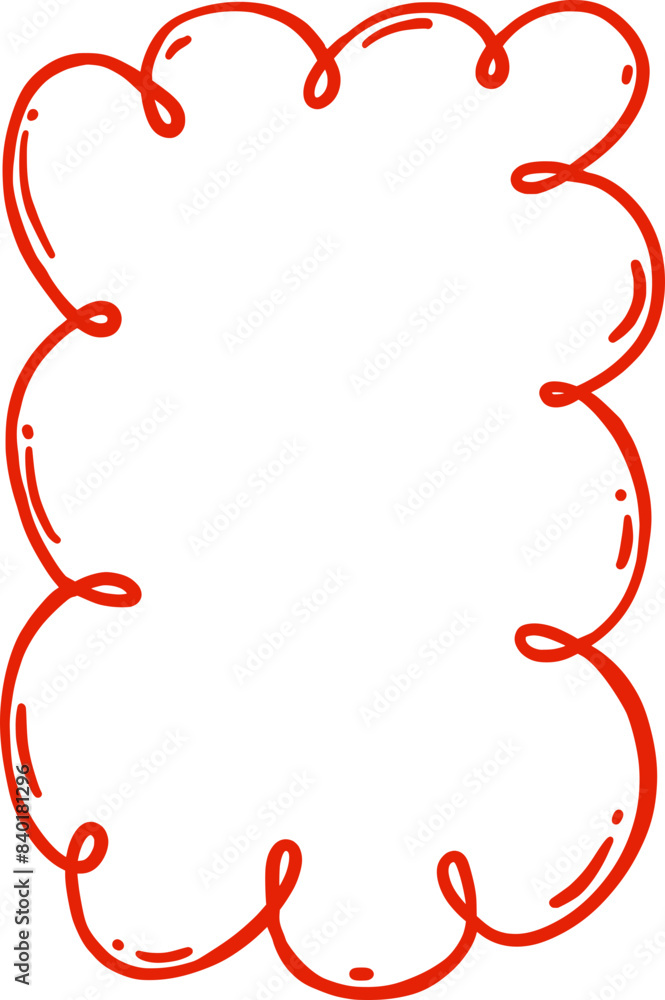 Cute curly decorative vector frame. A clipart element in hand-drawn ...