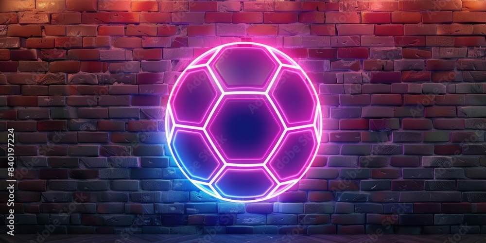 Vector realistic football frame logo isolated neon sign for template ...
