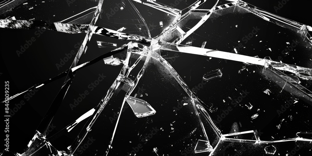 Broken glass effect isolated on black background, broken feeling ...