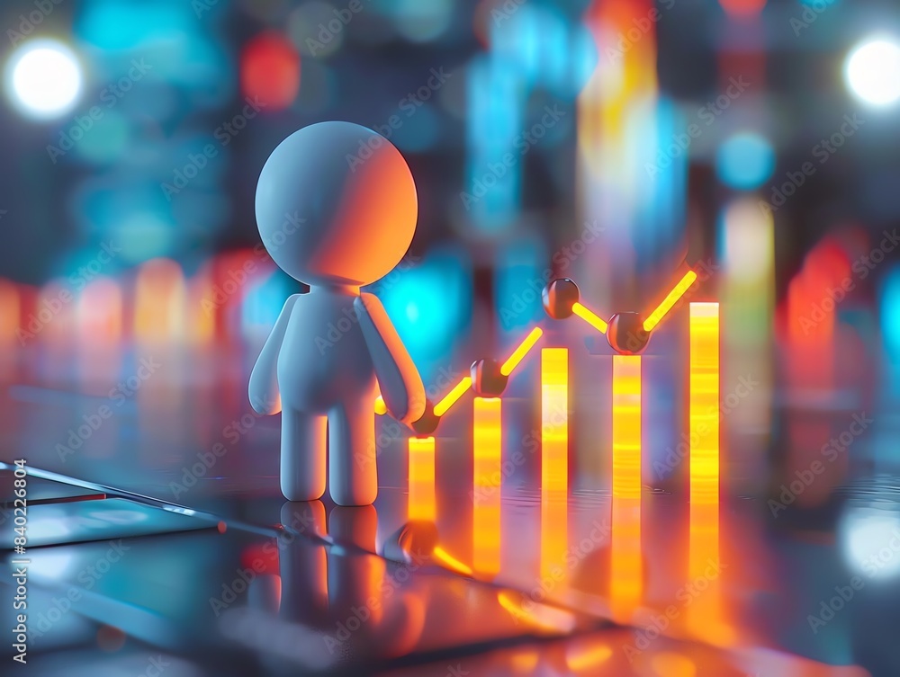 Sales Champion A 3D figure with a glowing sales chart, indicating ...