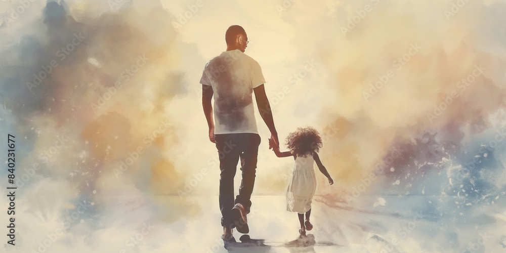 Parent And Child Silhouette Walking Away Sacrifice Concept Art