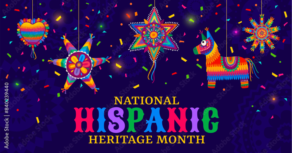 Holiday star, lama and heart pinatas on national Hispanic heritage ...