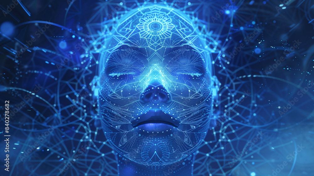 neural network, futuristic, digital art, face, abstract, artificial ...