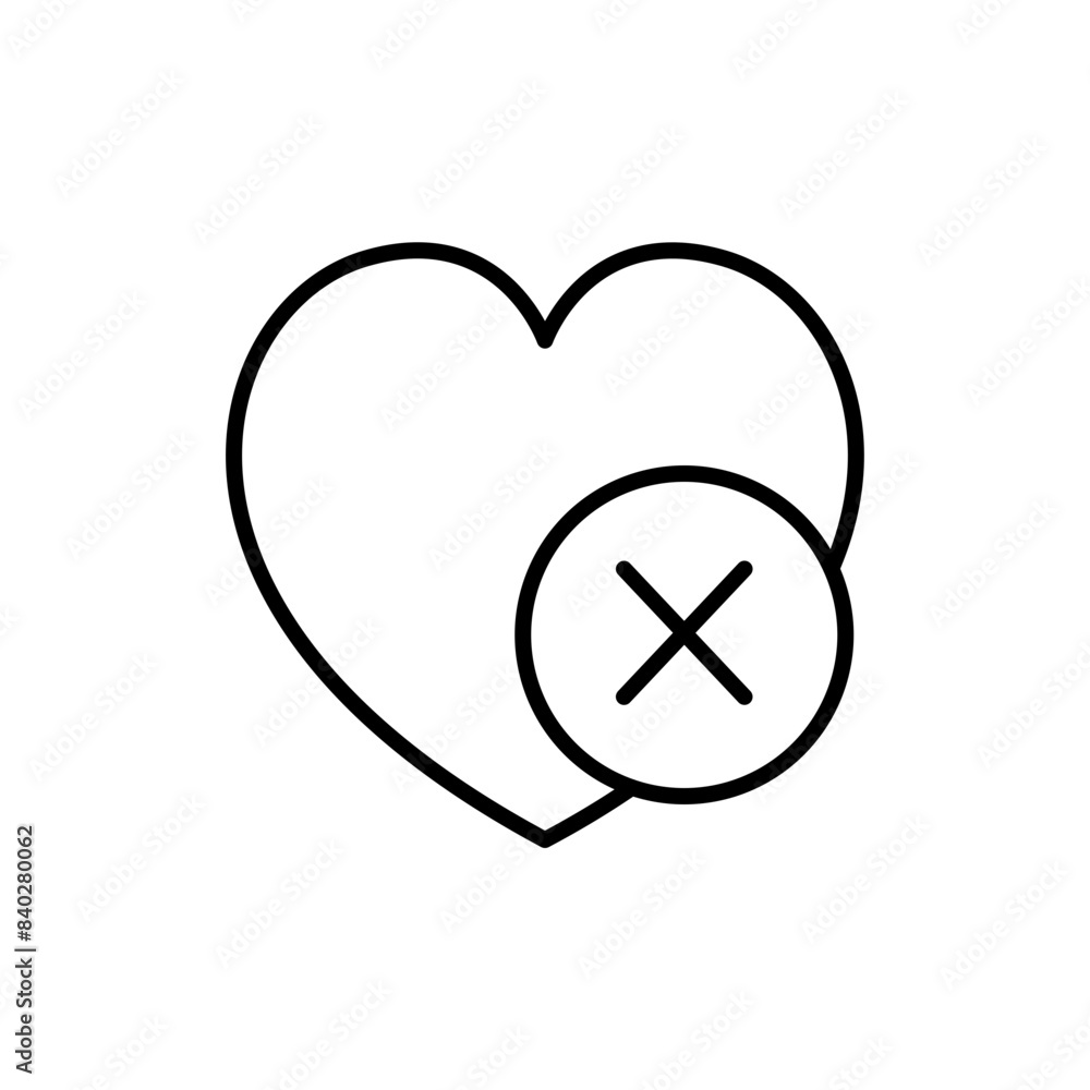 Broken heart outline icons, minimalist vector illustration ,simple ...