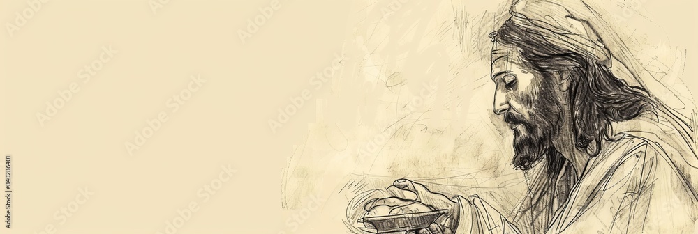 Biblical Illustration of Jesus' Teaching on the Bread of Life, Ideal ...