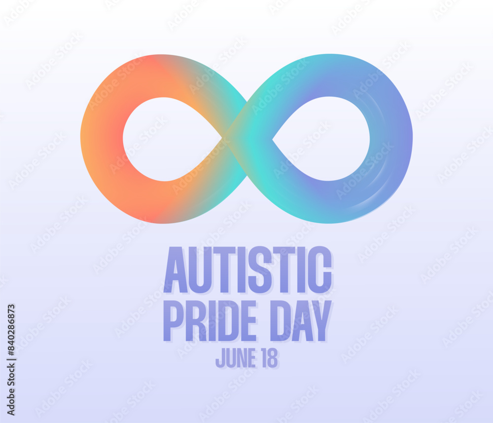 Autistic pride day poster with infinity rainbow sign vector ...