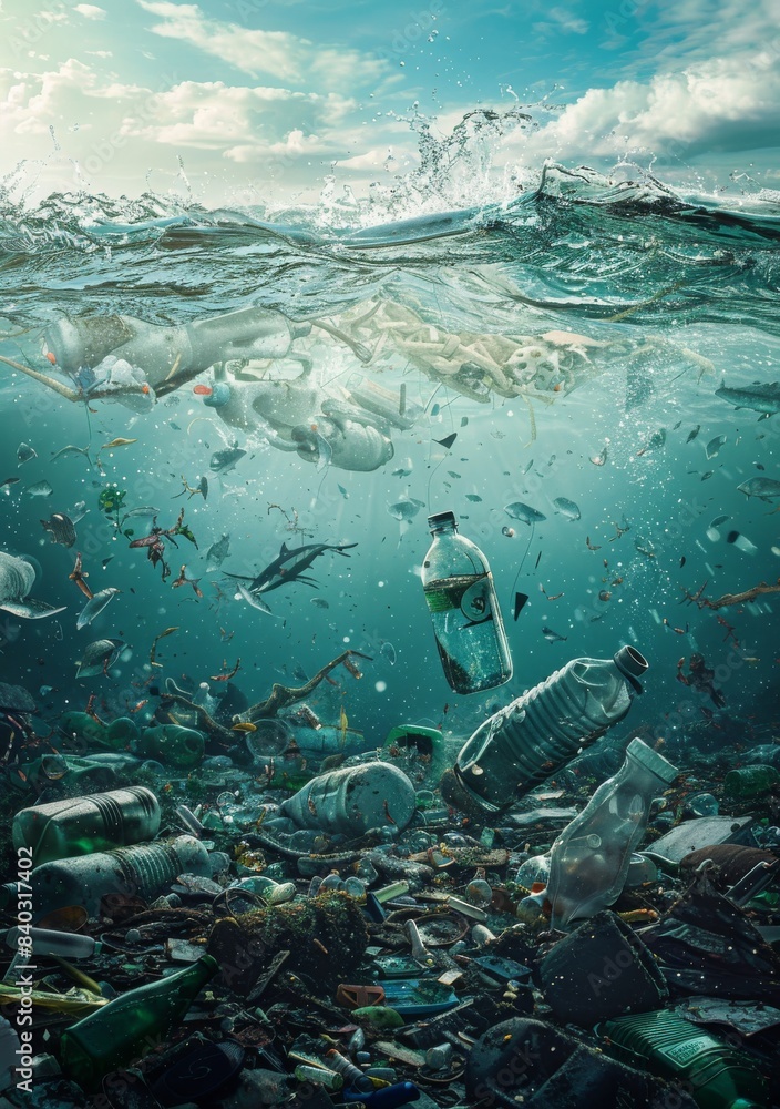 An impactful undersea image depicting the environmental issue of ...