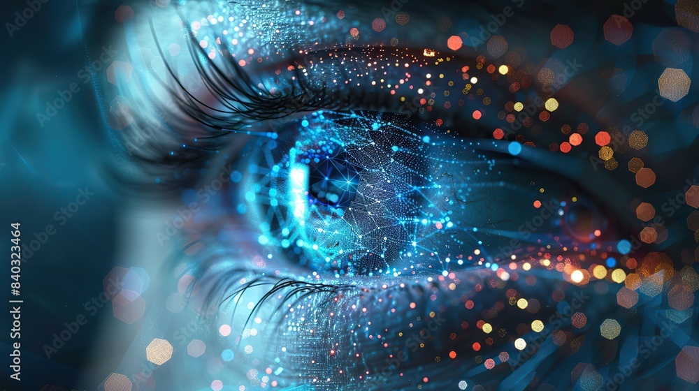 low poly wireframe technology eye futuristic concept mesh eye spheres ...