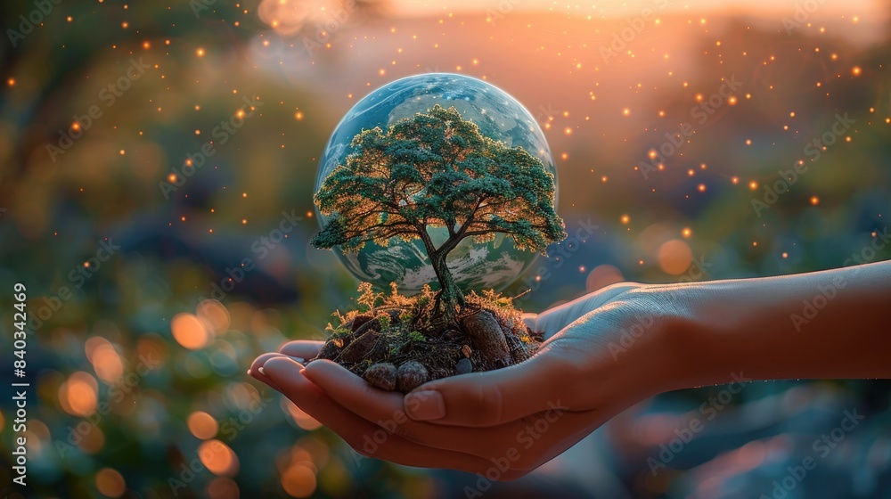 card for world earth day planting trees ozone day concept saving ...