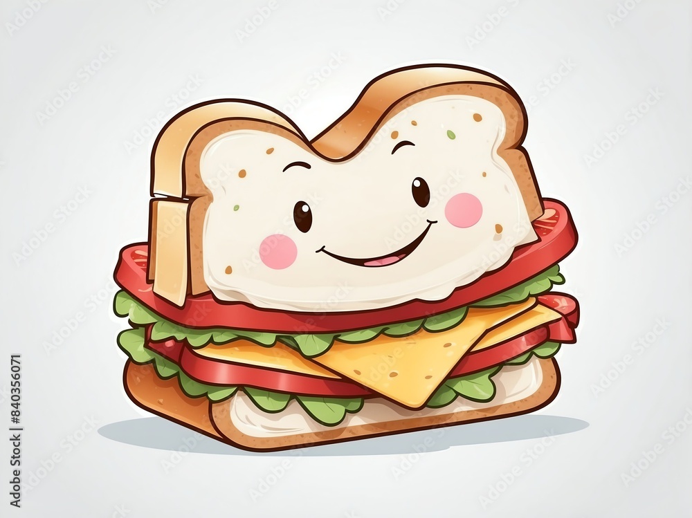 happy smiling sandwich cartoon clipart on plain white background Stock ...