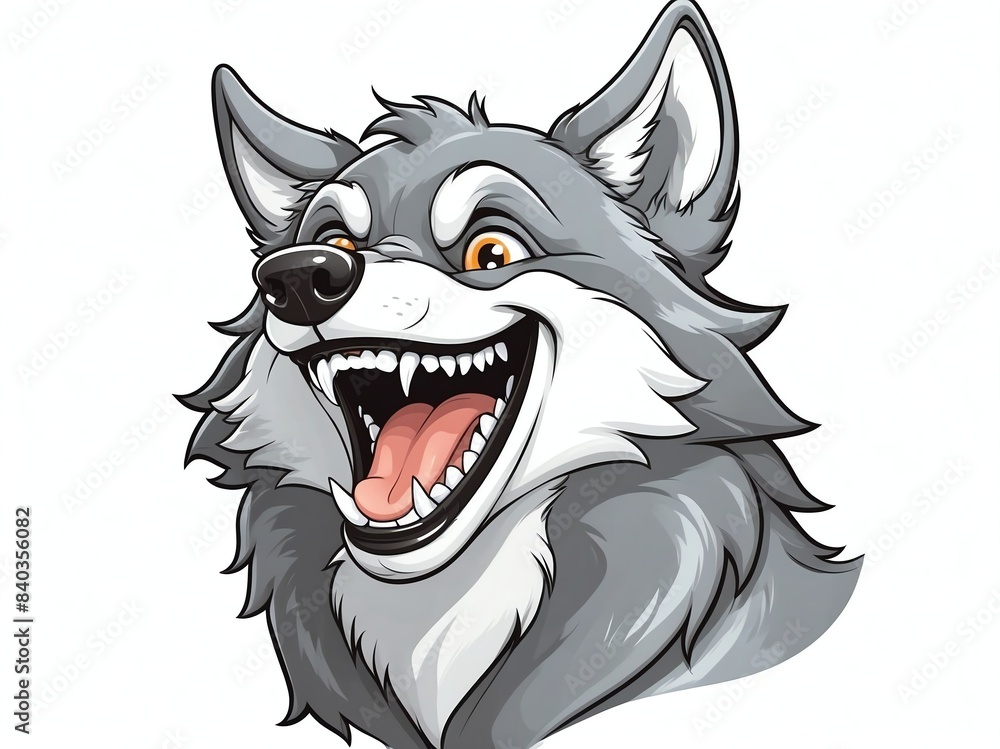 happy smiling wolf cartoon clipart on plain white background Stock ...