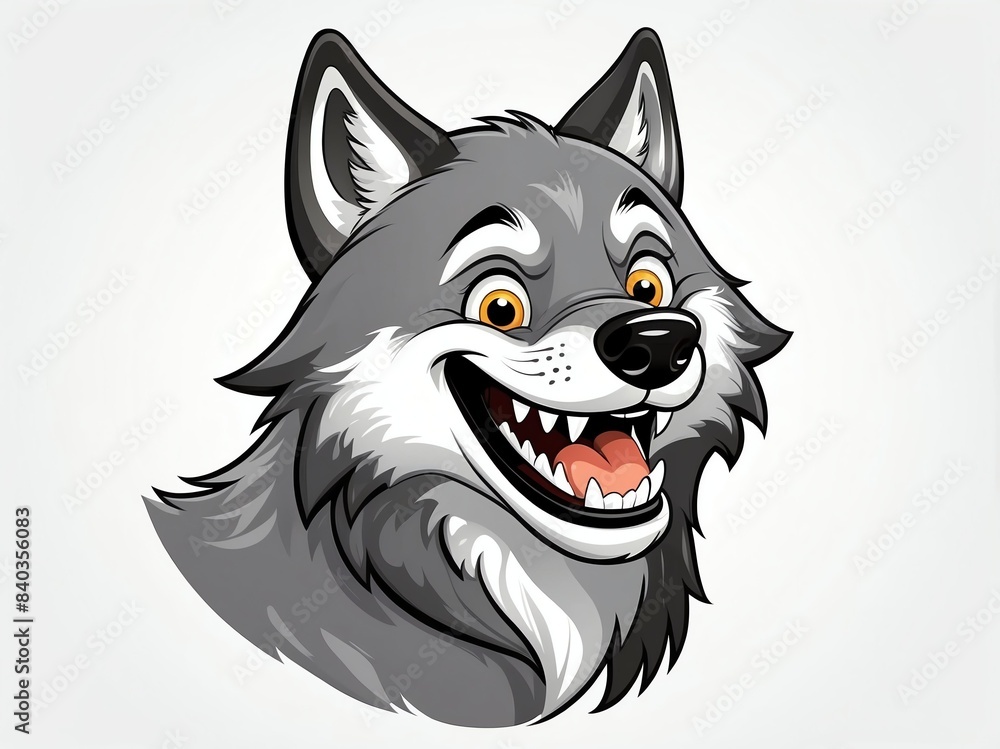 happy smiling wolf cartoon clipart on plain white background Stock ...
