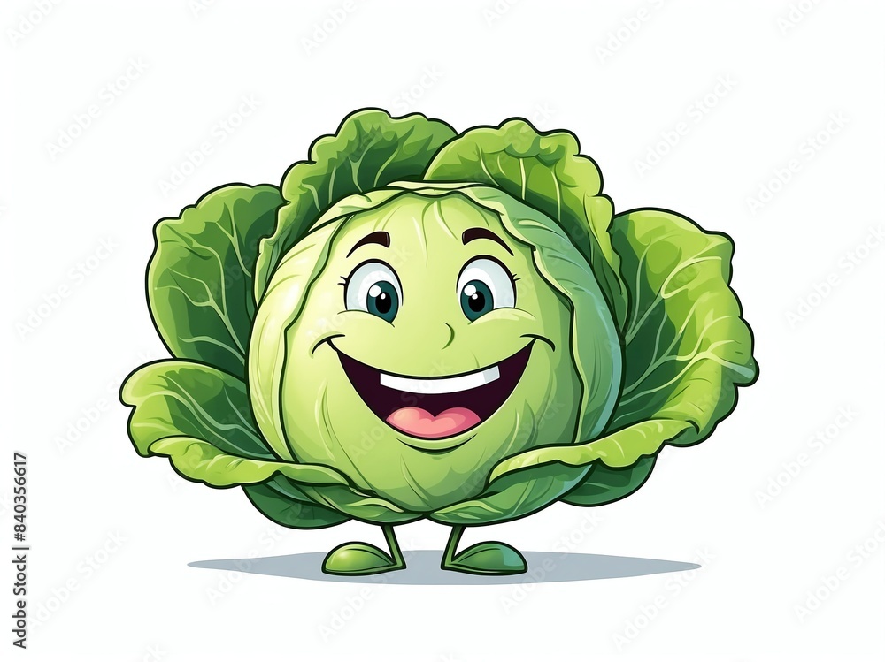 smiling cabbage cartoon clipart on plain white background Stock ...