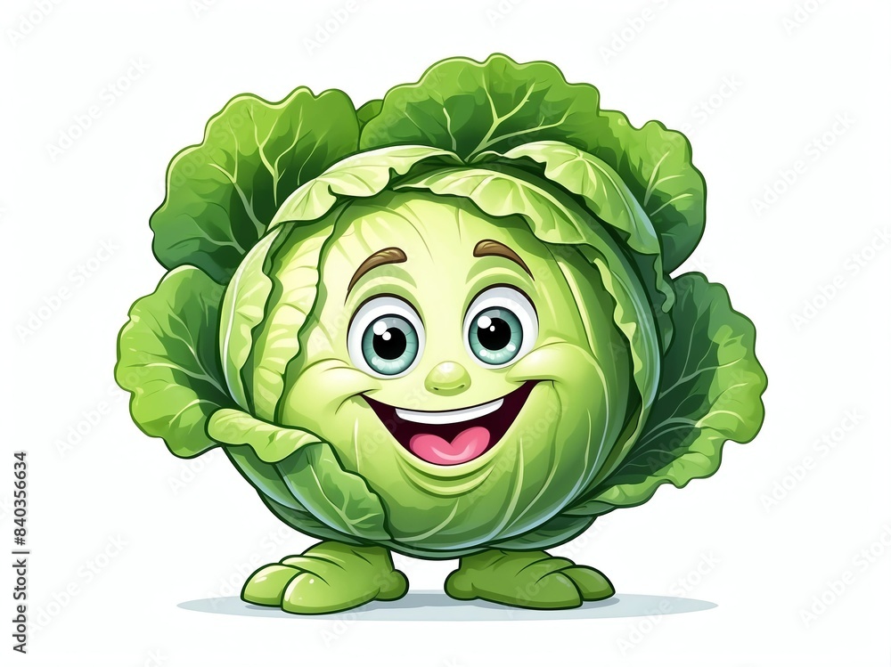 smiling cabbage cartoon clipart on plain white background Stock ...