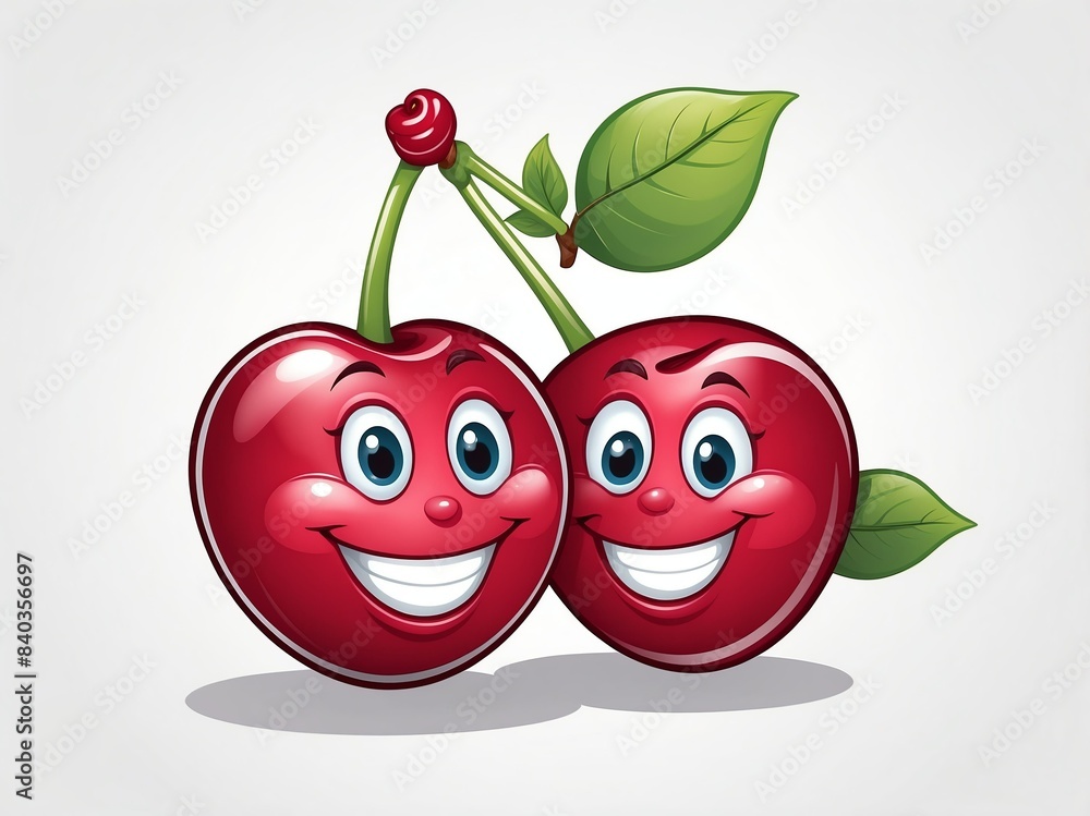 smiling cherry cartoon clipart on plain white background Stock ...