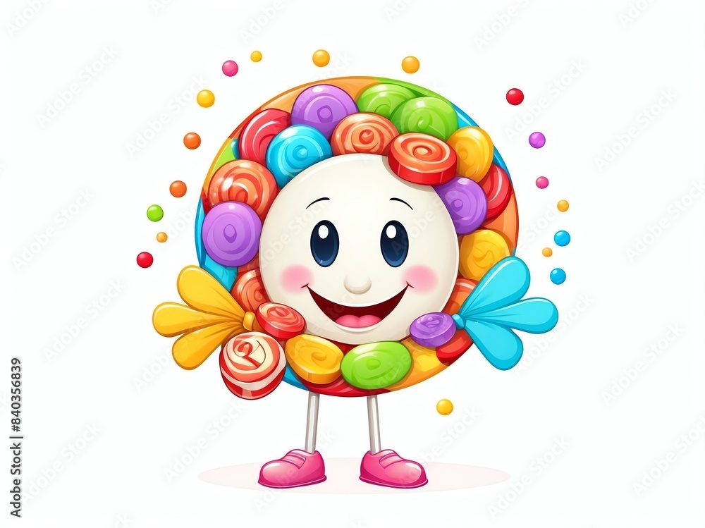 smiling cute candy cartoon clipart on plain white background Stock ...