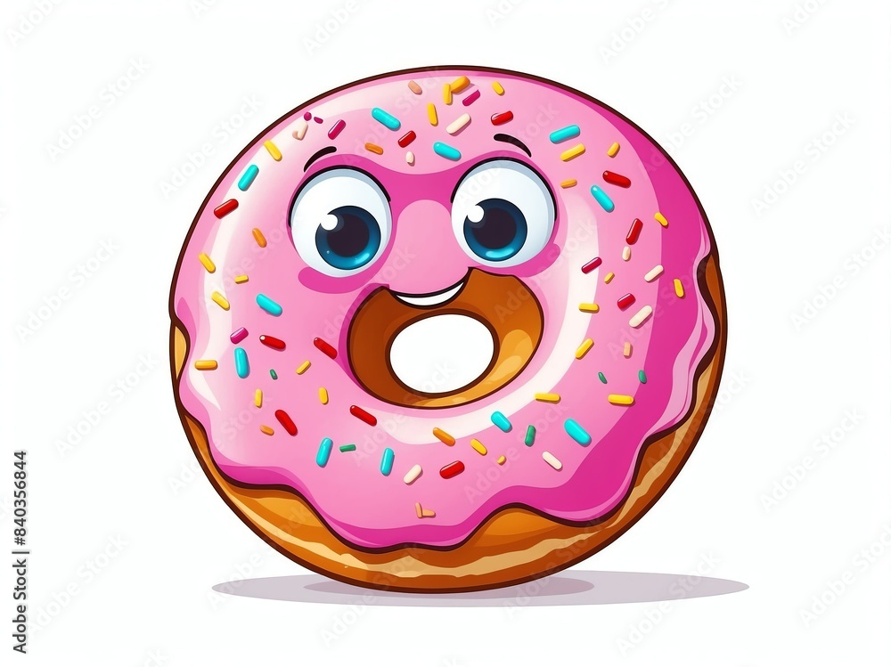 smiling cute donut cartoon clipart on plain white background Stock ...