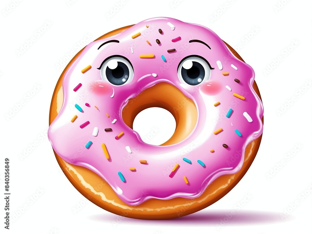 smiling cute donut cartoon clipart on plain white background Stock ...