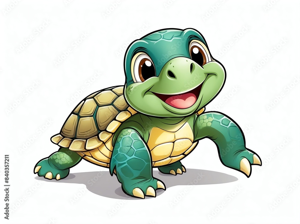 smiling cute turtle cartoon clipart on plain white background Stock ...