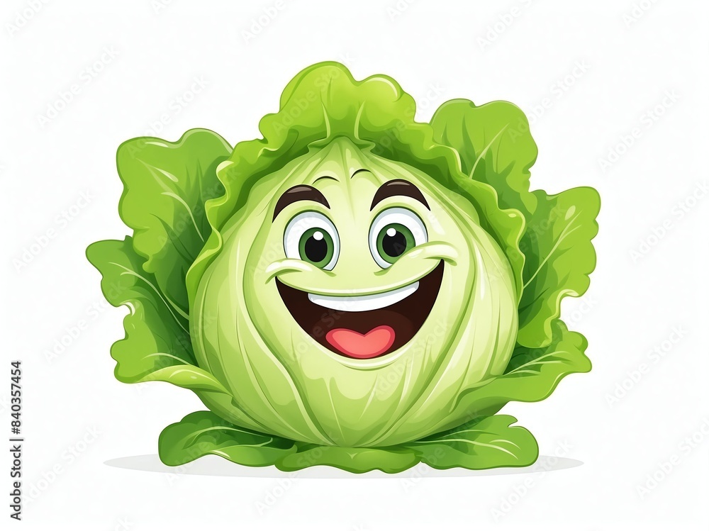 smiling lettuce cartoon clipart on plain white background Stock ...