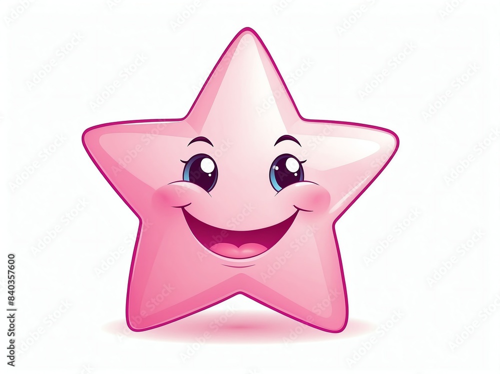 smiling pink star cartoon clipart on plain white background Stock ...