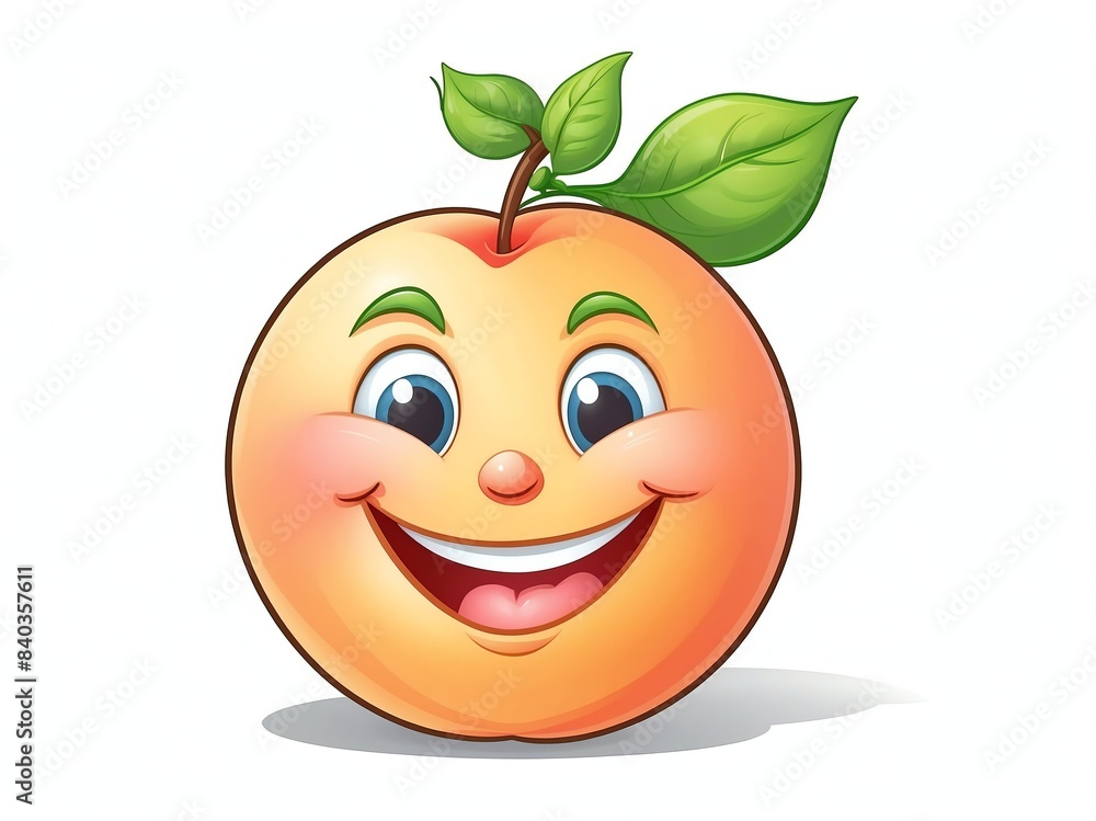 smiling peach fruit cartoon clipart on plain white background Stock ...