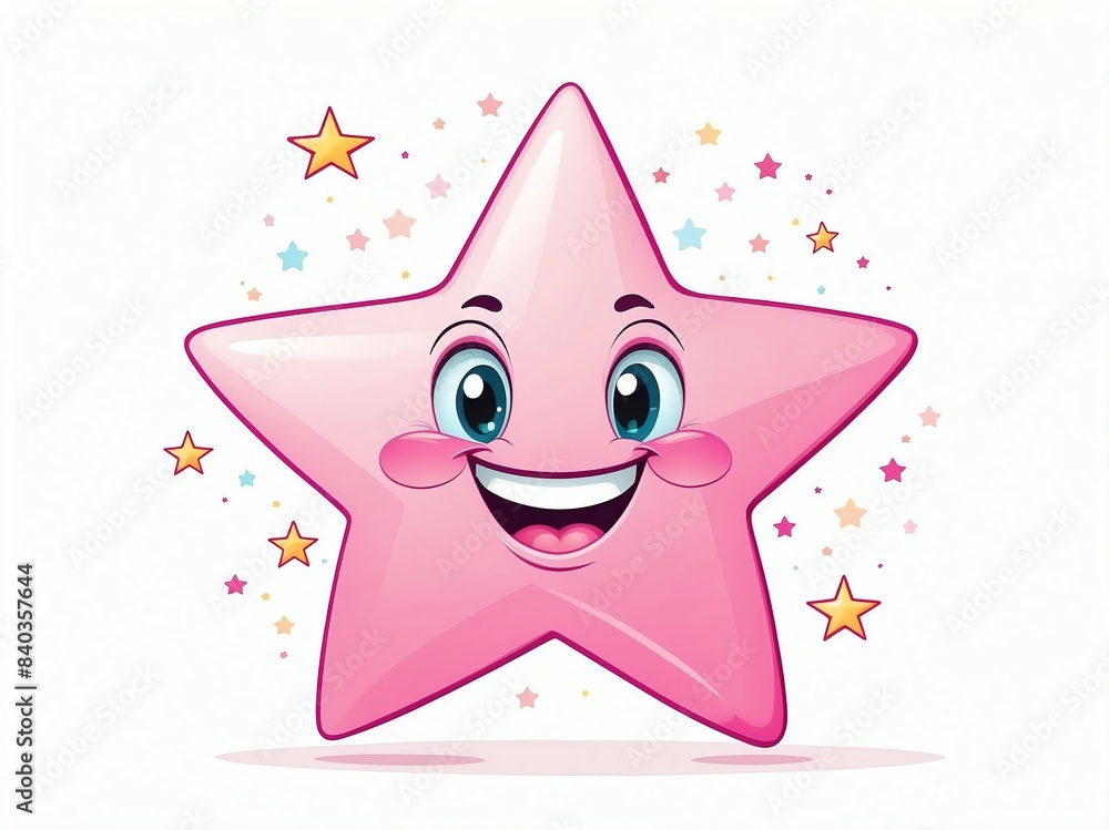 smiling pink star cartoon clipart on plain white background Stock ...