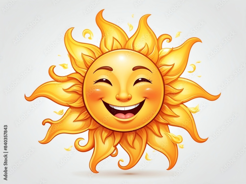 smiling sun cartoon clipart on plain white background Stock ...