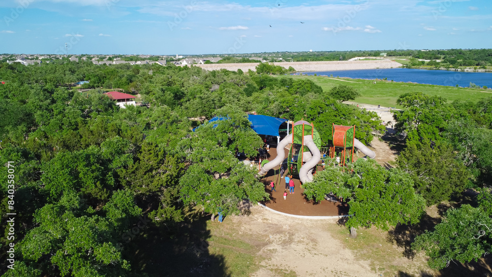 Lakeside Brushy Creek Lake Park with modern tower playground ...