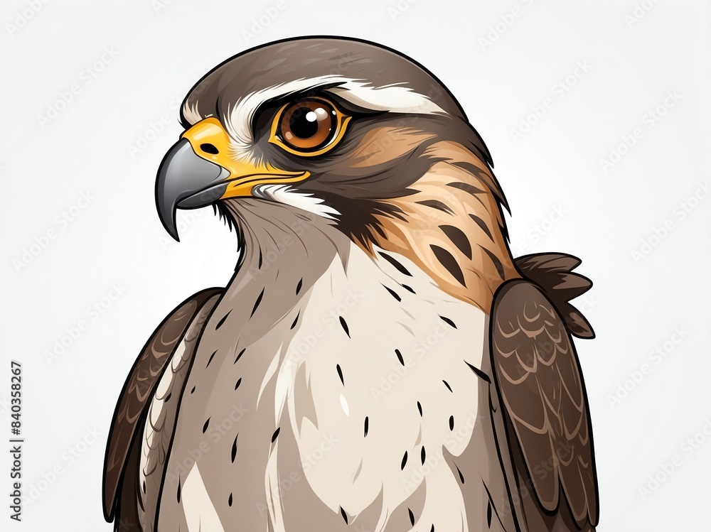 cute falcon bird cartoon clipart on plain white background Stock ...