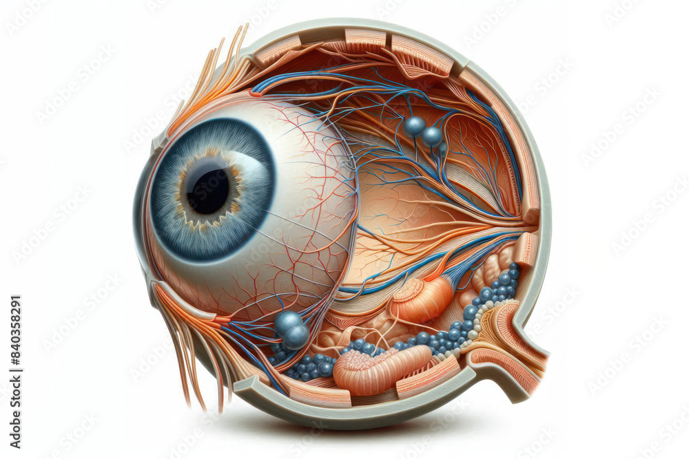 Anatomy structure of the eyeball Isolated on white background Stock ...