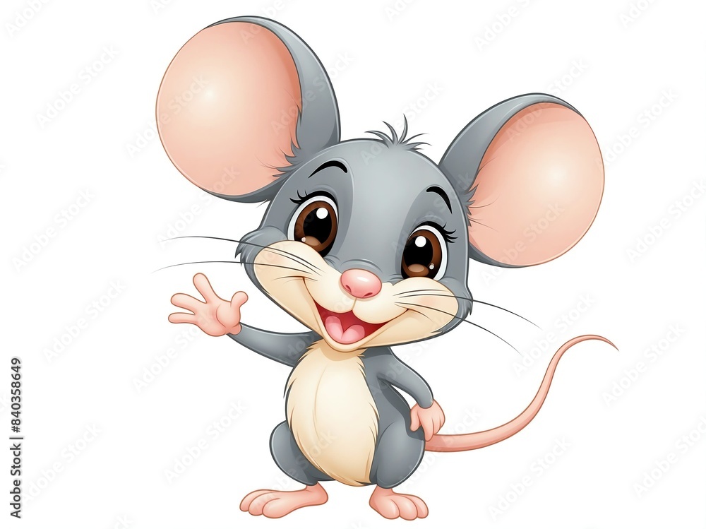 cute happy mouse cartoon clipart on plain white background Stock ...