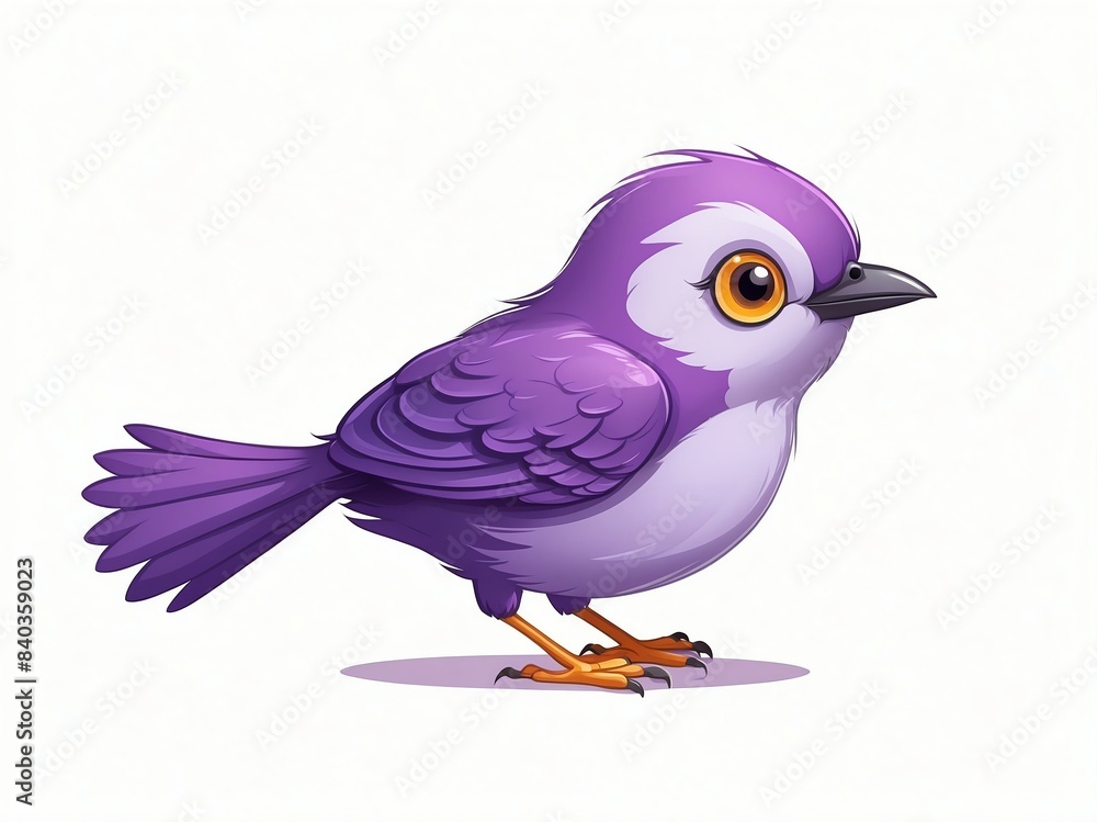 cute purple bird cartoon clipart on plain white background Stock ...