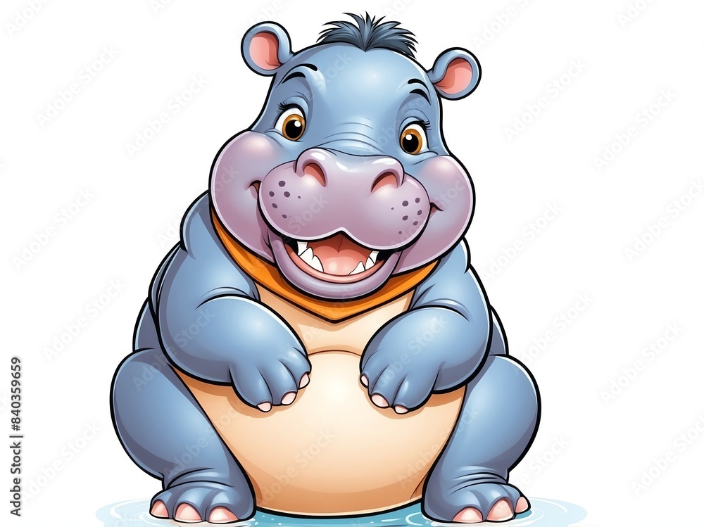 happy cute hippo cartoon clipart on plain white background Stock ...