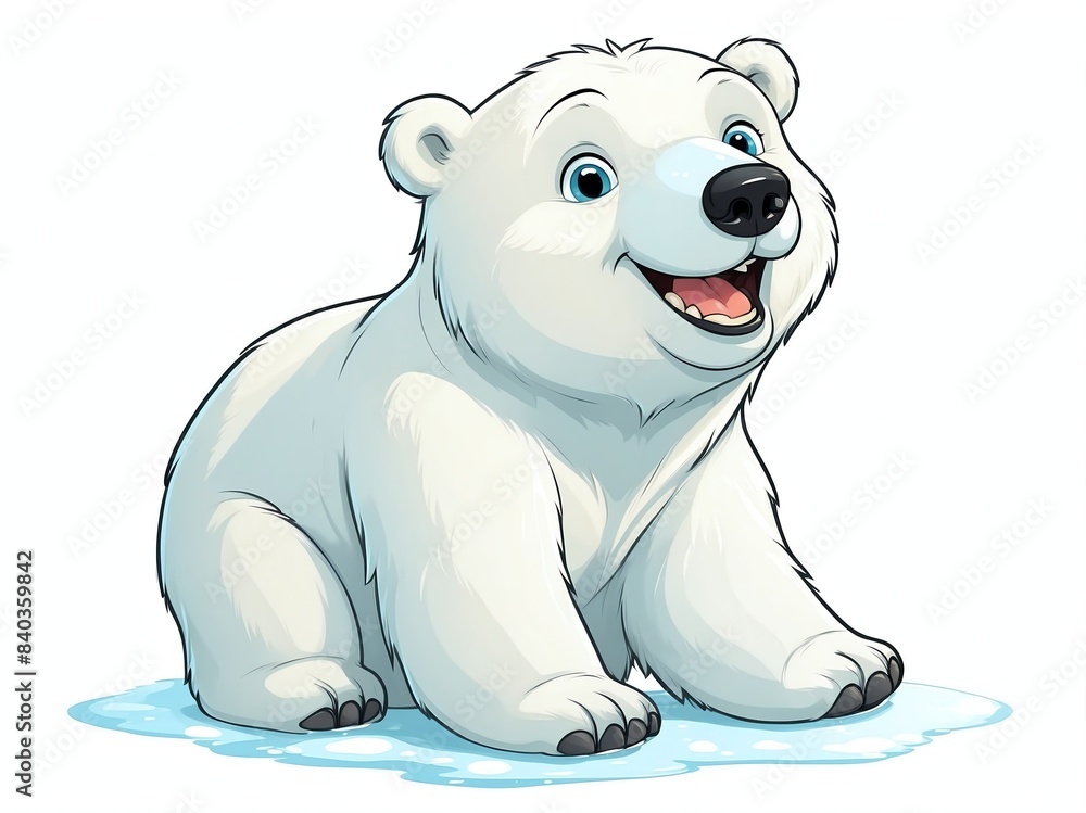 happy cute polar bear cartoon clipart on plain white background Stock ...