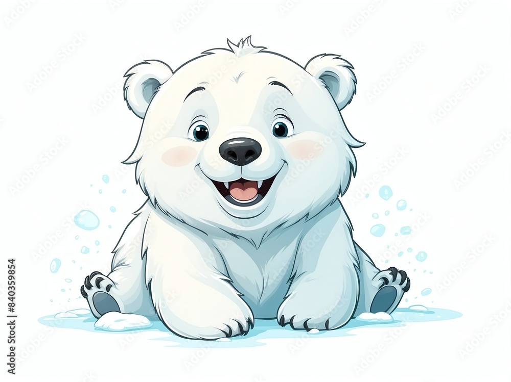 happy cute polar bear cartoon clipart on plain white background Stock ...