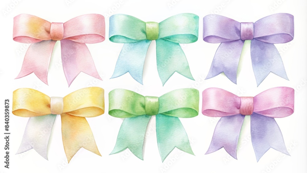 Watercolor hand painted ribbons in pastel colors for various occasions ...