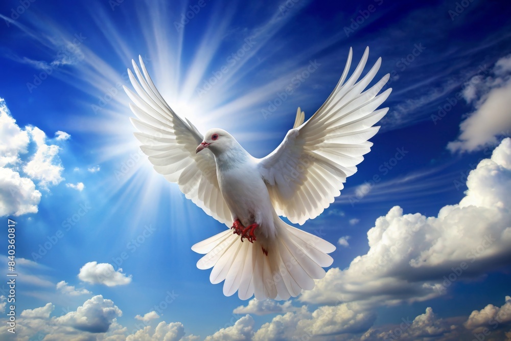 Flying white dove symbolizing peace and the gifts of the Holy Spirit ...