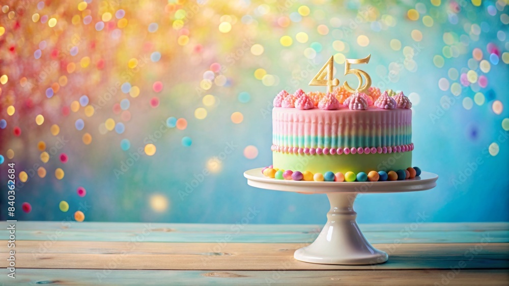 Colorful 45th birthday cake on pastel background, 45th birthday, cake ...