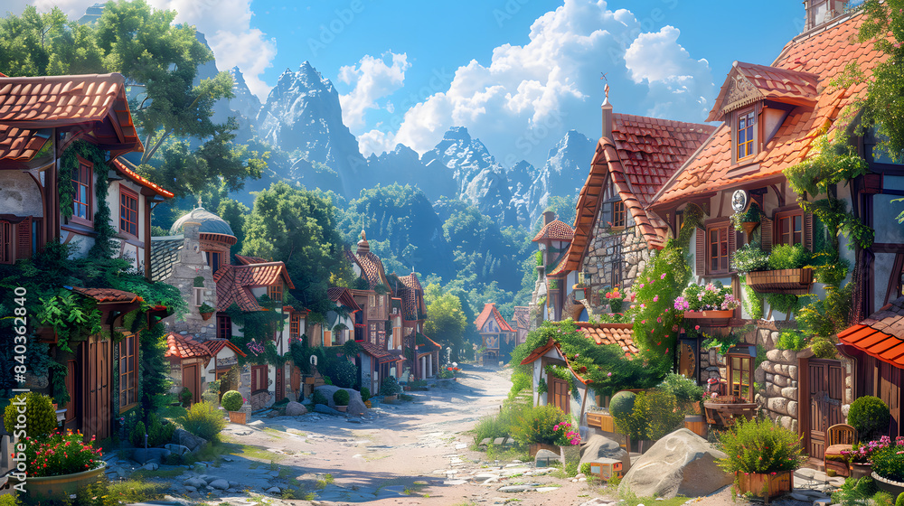 Fantasy RPG Village Game Artwork Stock Illustration | Adobe Stock